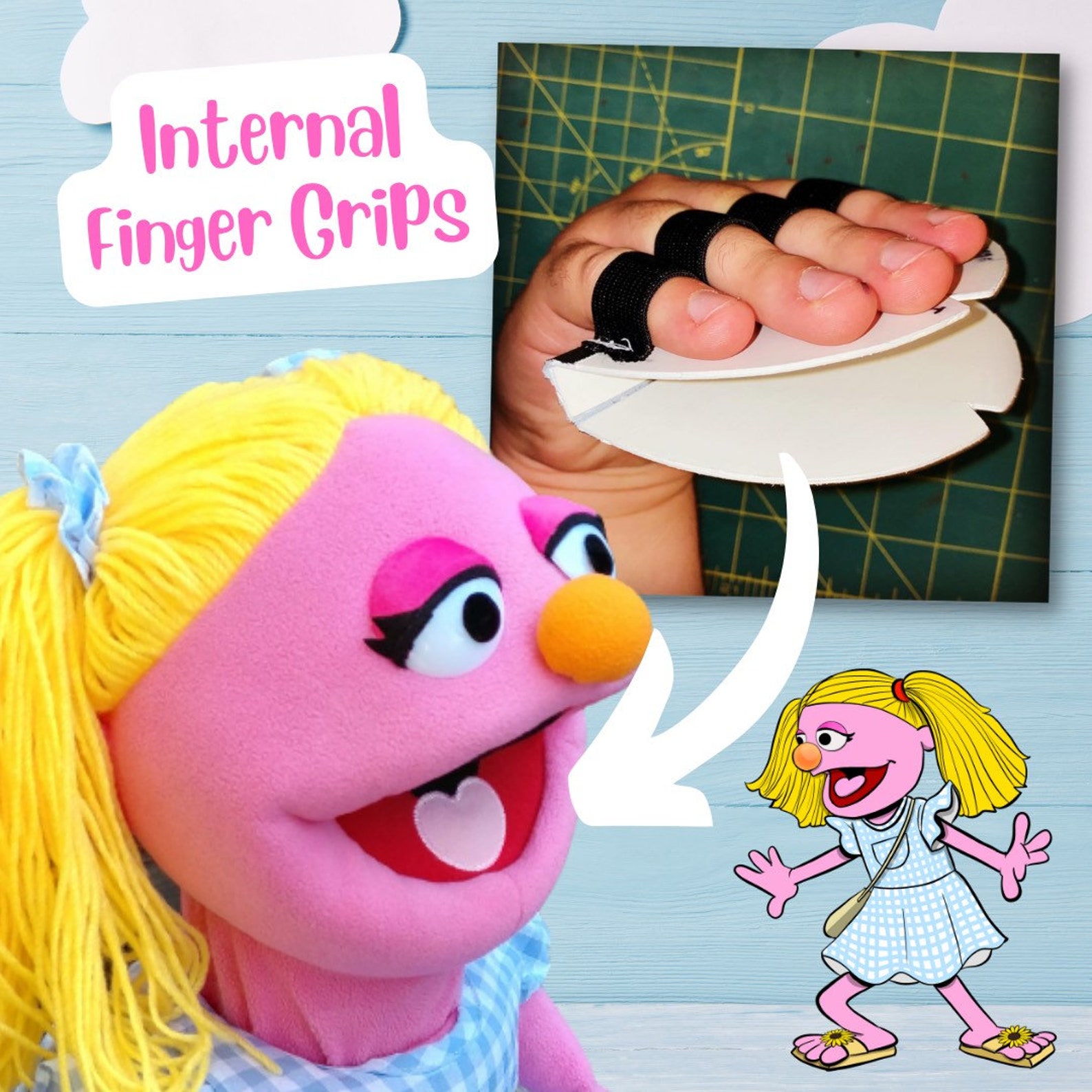 Professional Hand Puppet Full Body Pink Girl Character With - Etsy