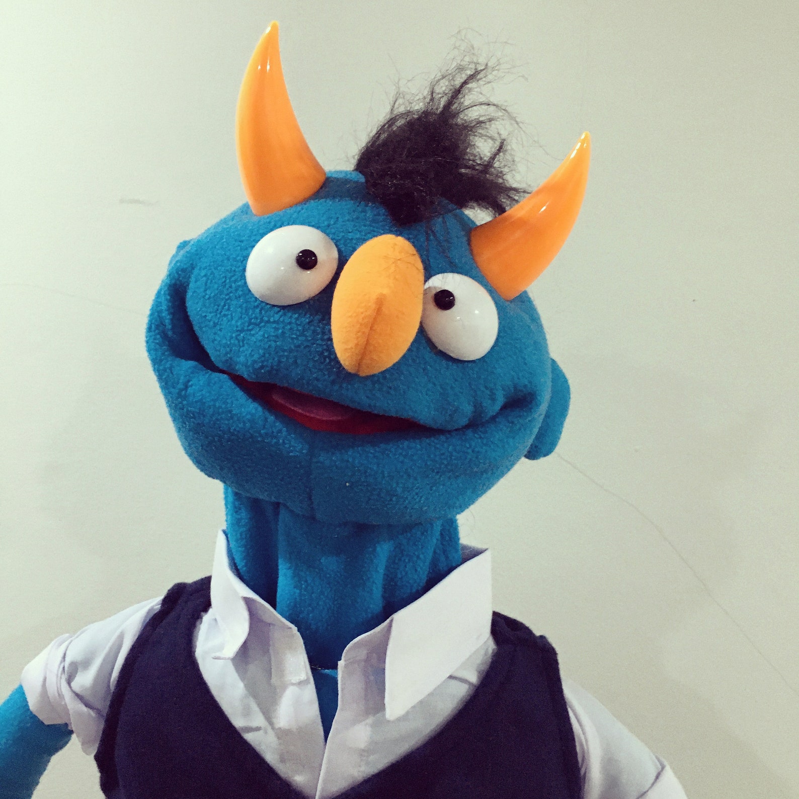 Dominic the Devil Hand Puppet with Blue Vest & White Shirt. | Etsy