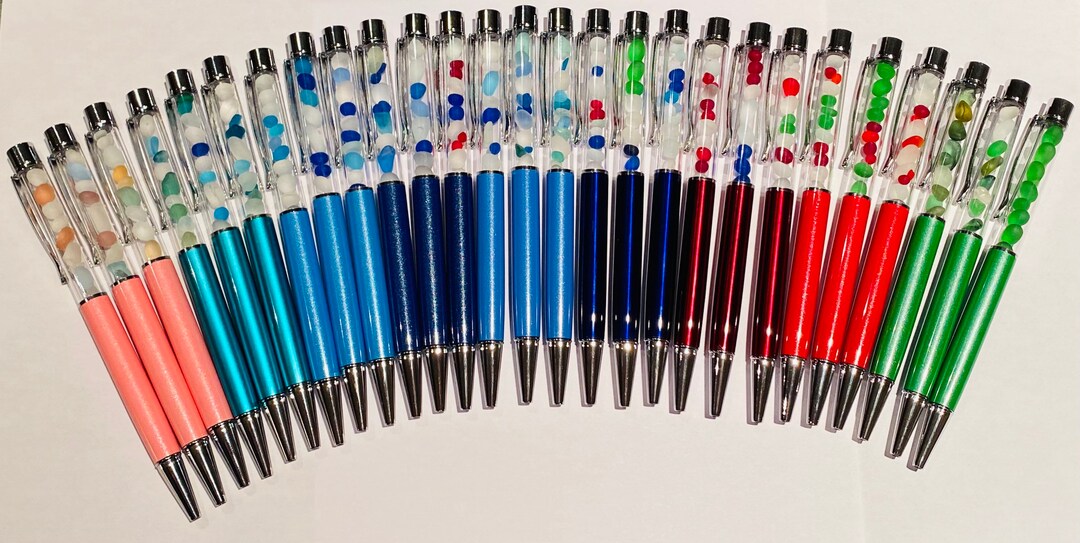 Seaham Seaglass Writing Pen Black Ink Pens in Pink Blue - Etsy UK