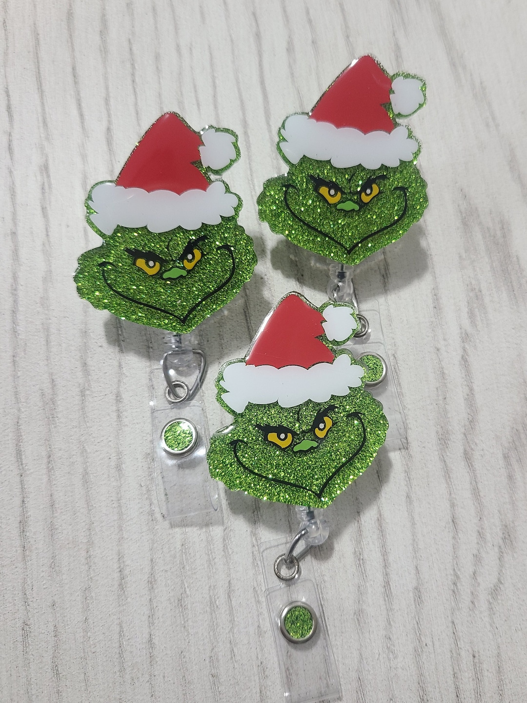 Grinch Badge Reel, Glitter Badge Reel, Healthcare Worker ID Holder ...