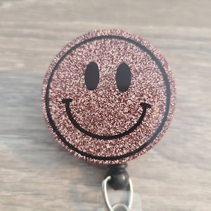 Glitter Happy Face Badge Reel, Id Holder - Etsy