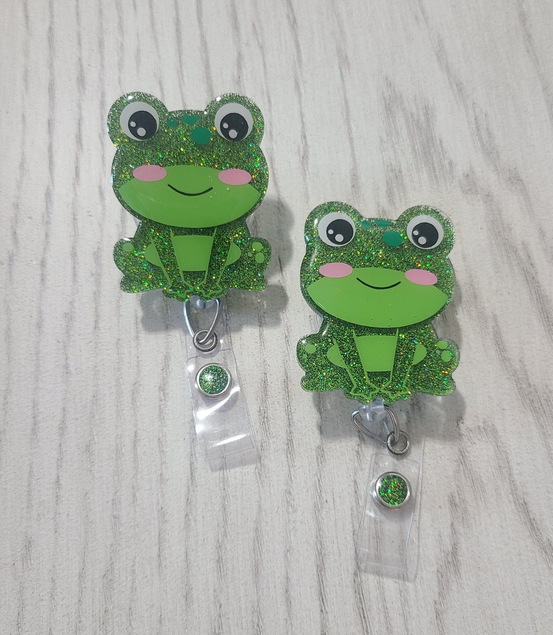 Frog Badge Reel, Sitting Frog Easter Badge Reel, Spring Badge Reel ...