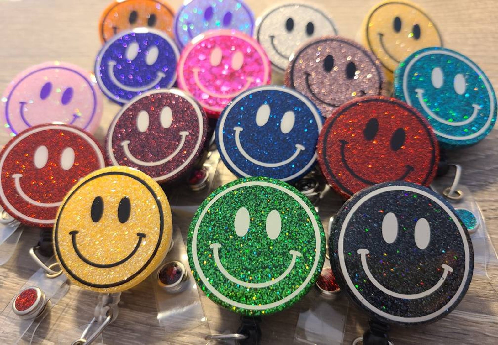 Happy Face Badge Reel Smiley Face Badge Reel Retractable - Etsy
