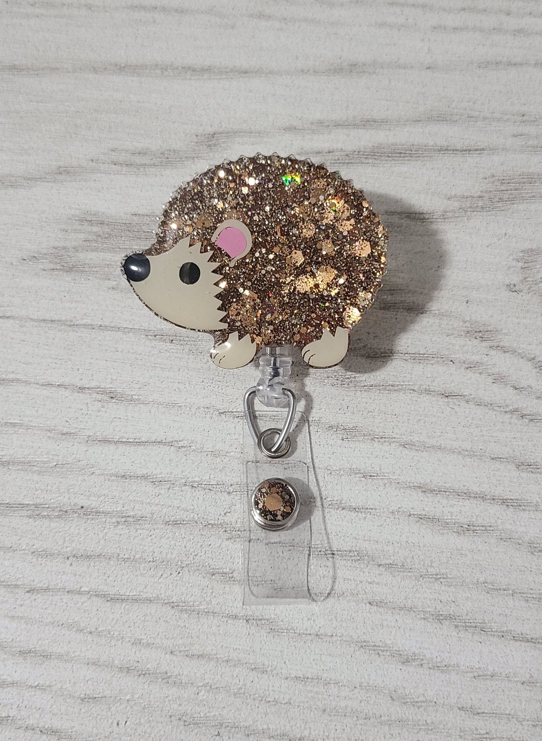Hedgehog Badge Reel, Animal Badge Reel, Spring Badge Reel, Glitter ...