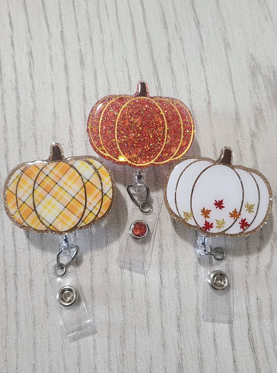 Fall Pumpkin Glitter Badge Reel, ID Holder - Etsy