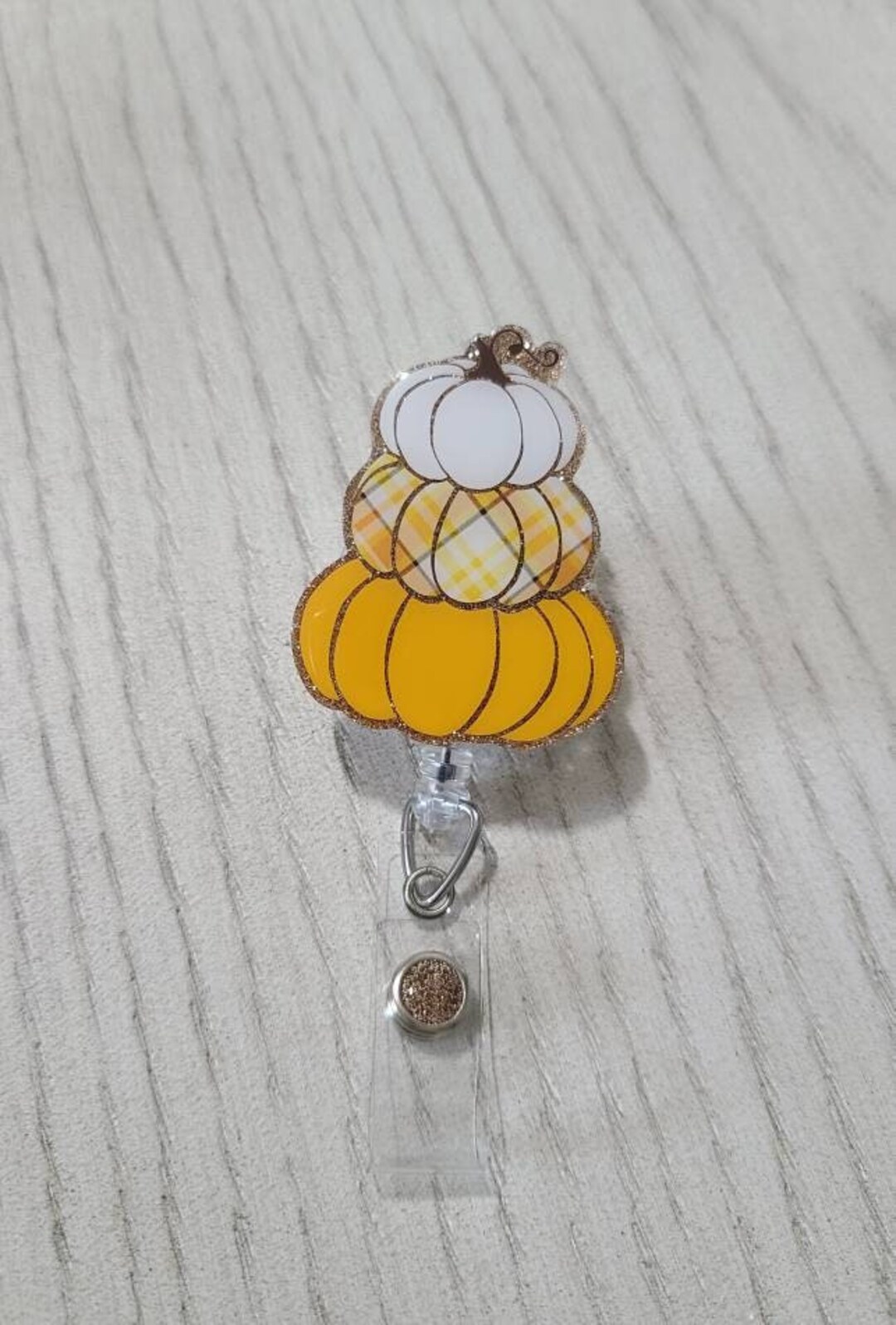 Stacked Pumpkin Badge Reel, Fall Badge Reel, Halloween Badge Reel ...