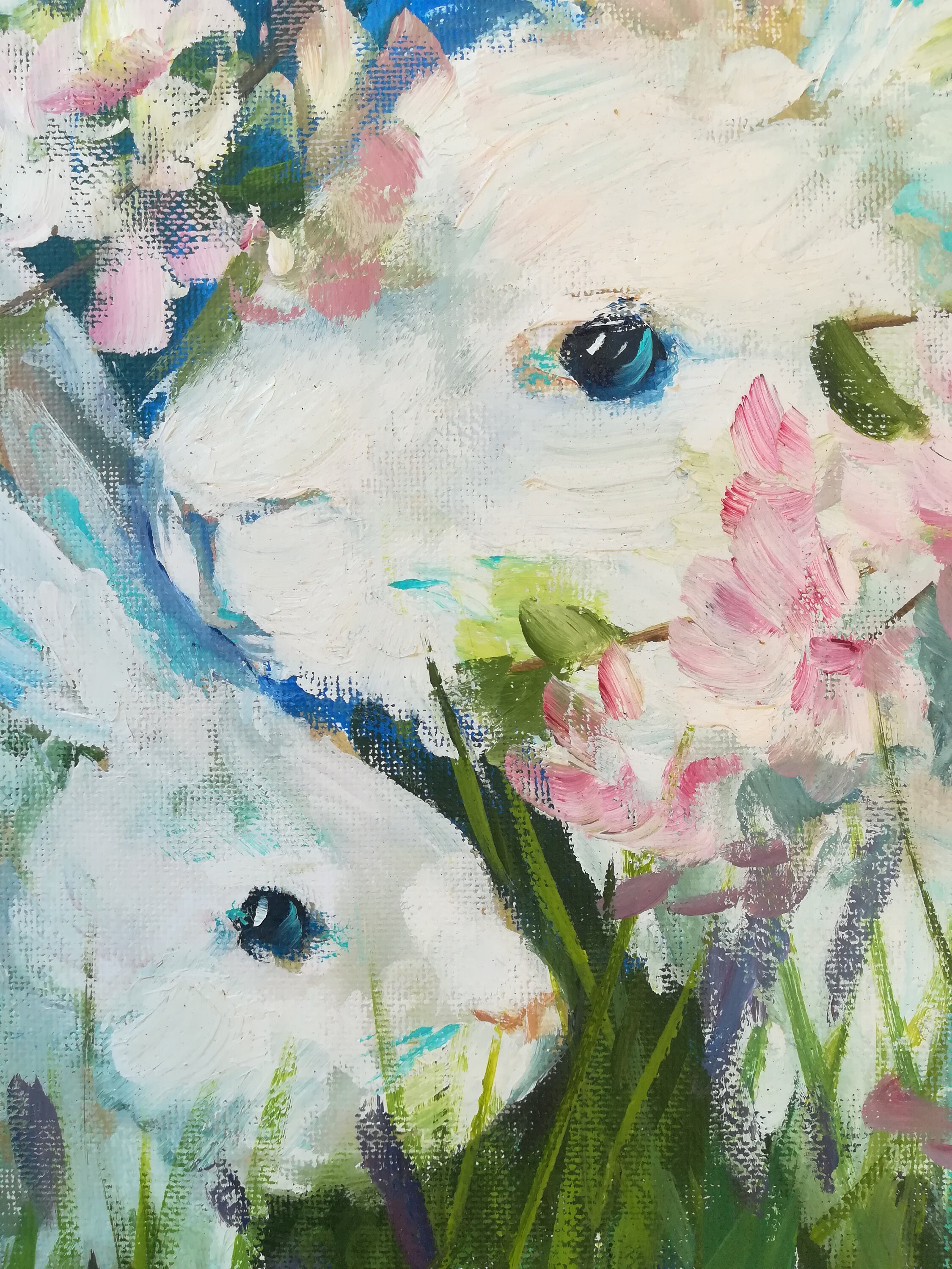 Rabbits Bunny family Bunny oil painting on canvas Bunny wall | Etsy
