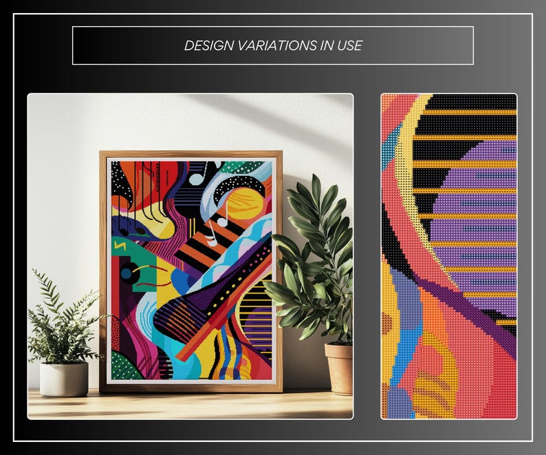 Jazz Impressions Cross Stitch Pattern | Abstract Music Embroidery PDF ...