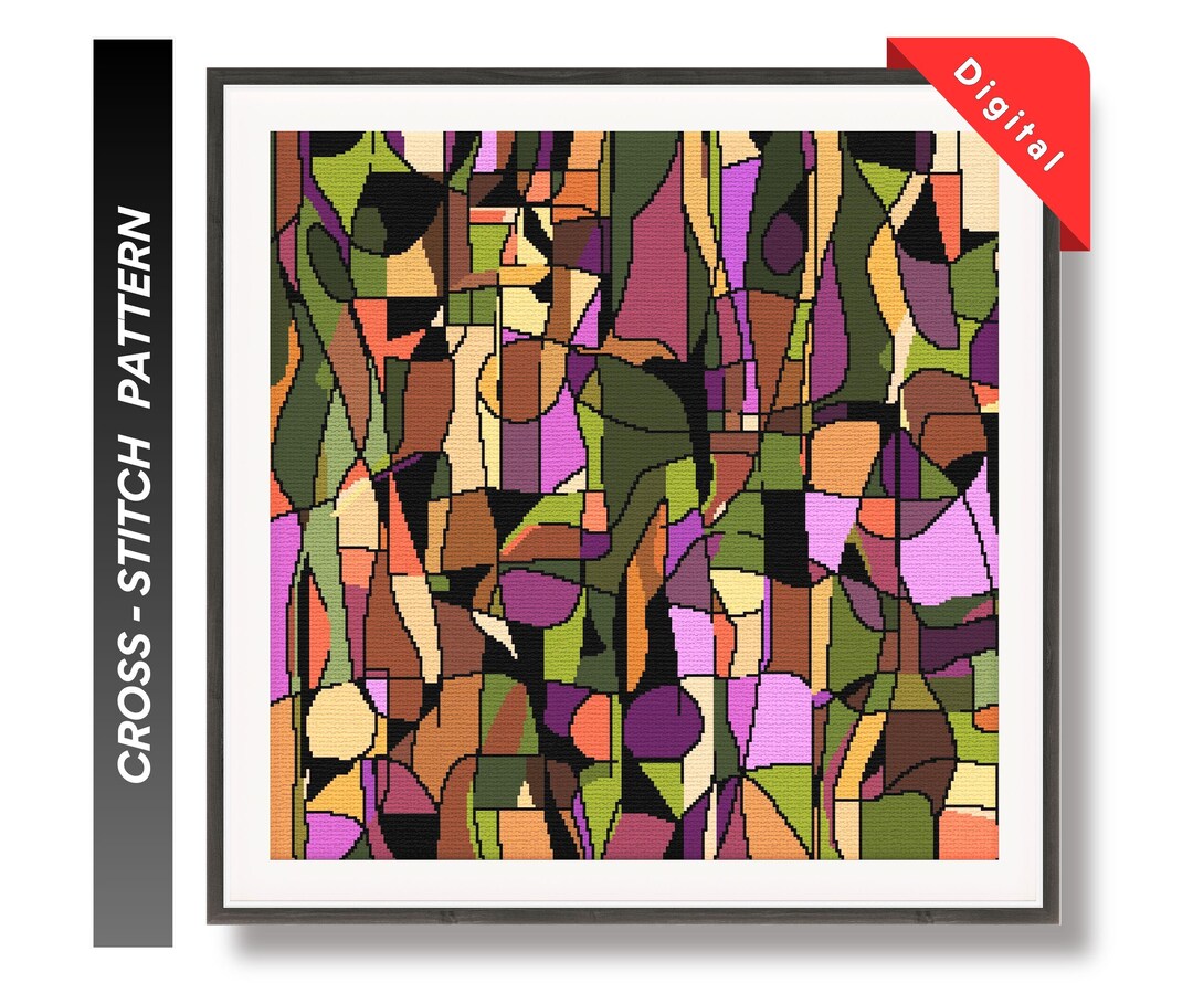 Modern Cross-stitch Pattern PDF With Flowing Lines | Creative DIY Home ...