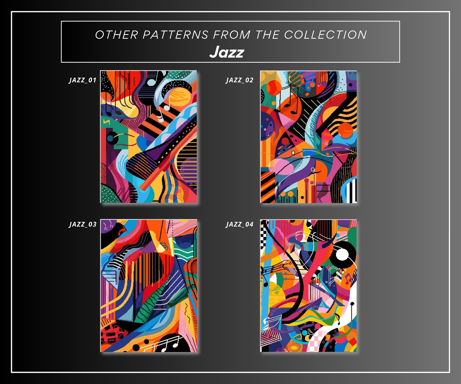 Jazz Impressions Cross Stitch Pattern | Abstract Music Embroidery PDF ...