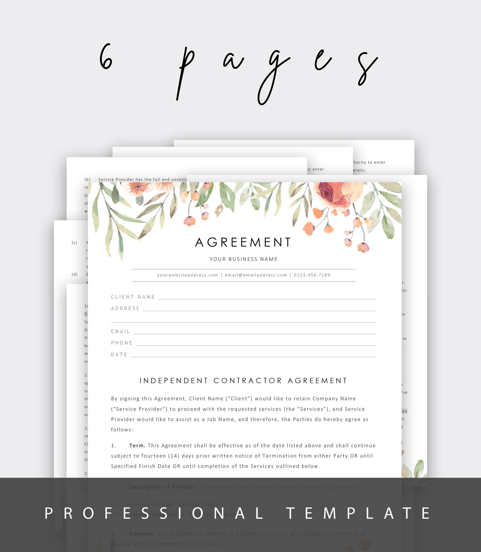 Simple Virtual Assistant Contract Forms, Independent Contractor ...