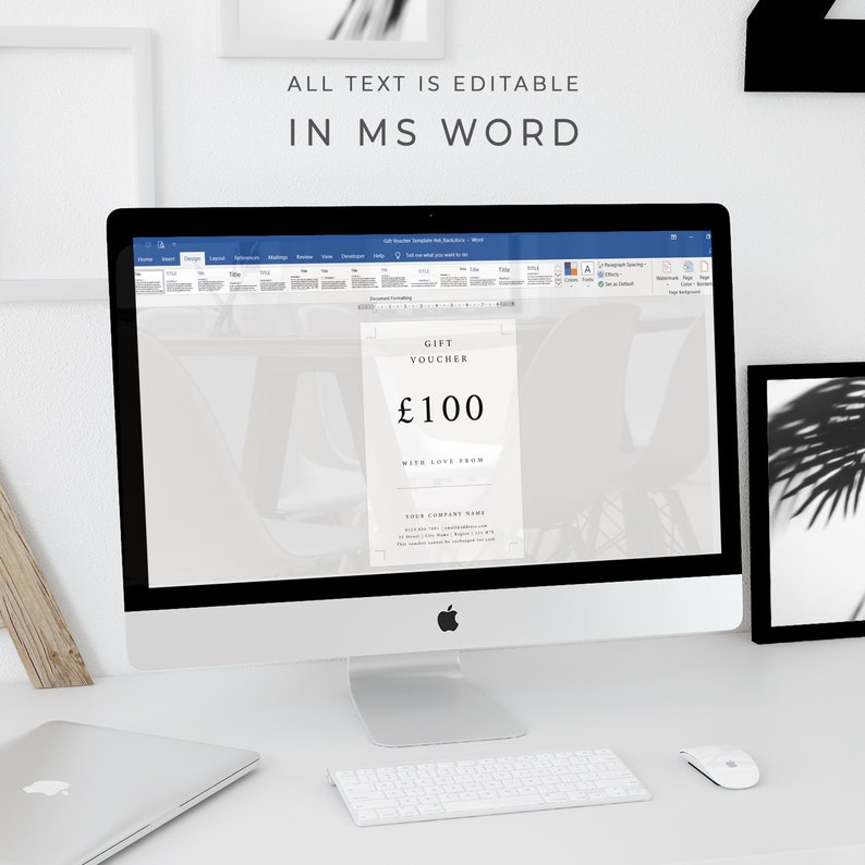 Gift Voucher Template for Word, Editable Gift Card Template, Gift ...
