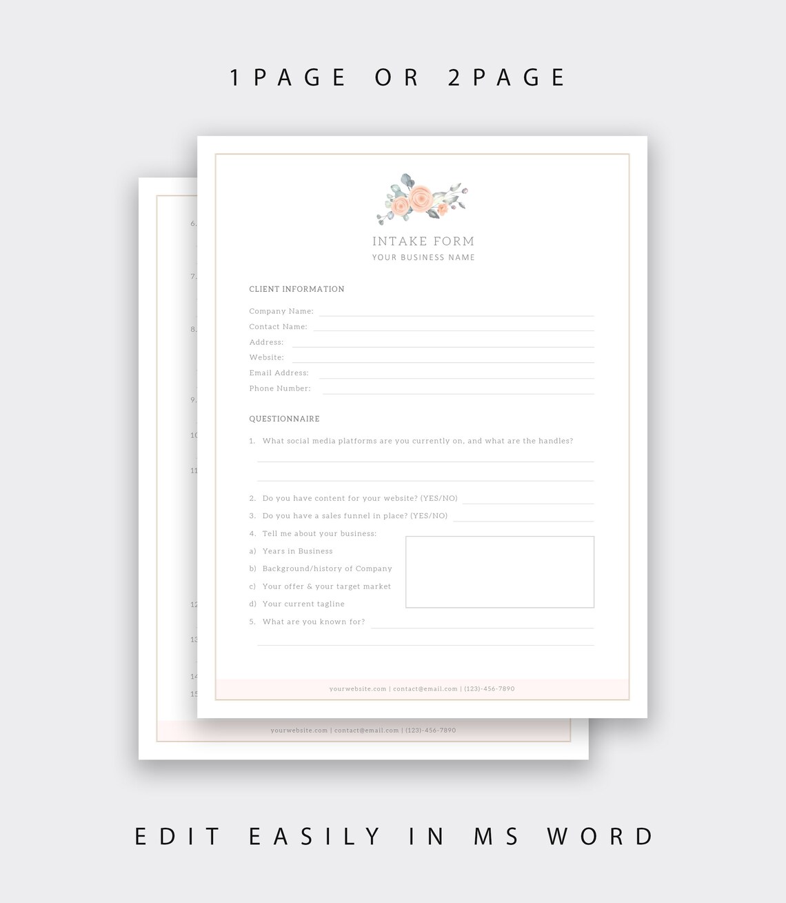 Social Media New Client Intake Form Template, Social Media Marketing ...