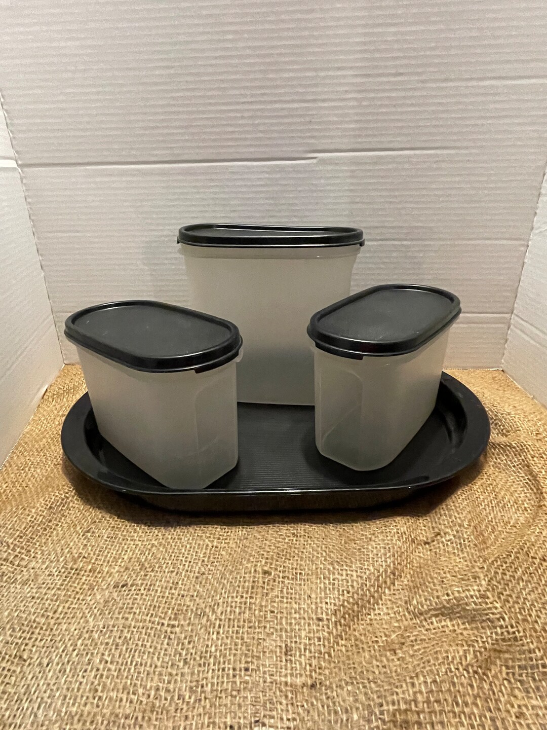 Vintage Tupperware Containers Black Top Set of Three, Black Tupperware ...