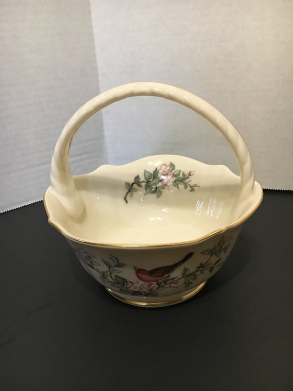 Vintage Lenox Serenade Handle Basket With Birdscandydishnut - Etsy