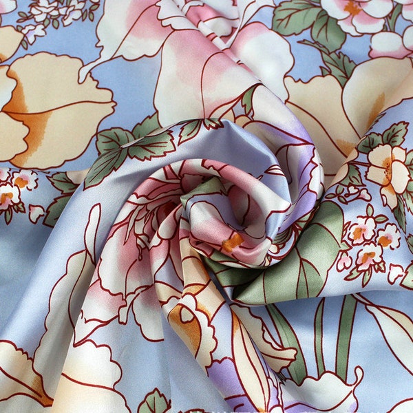 Floral Silk Fabric - Etsy