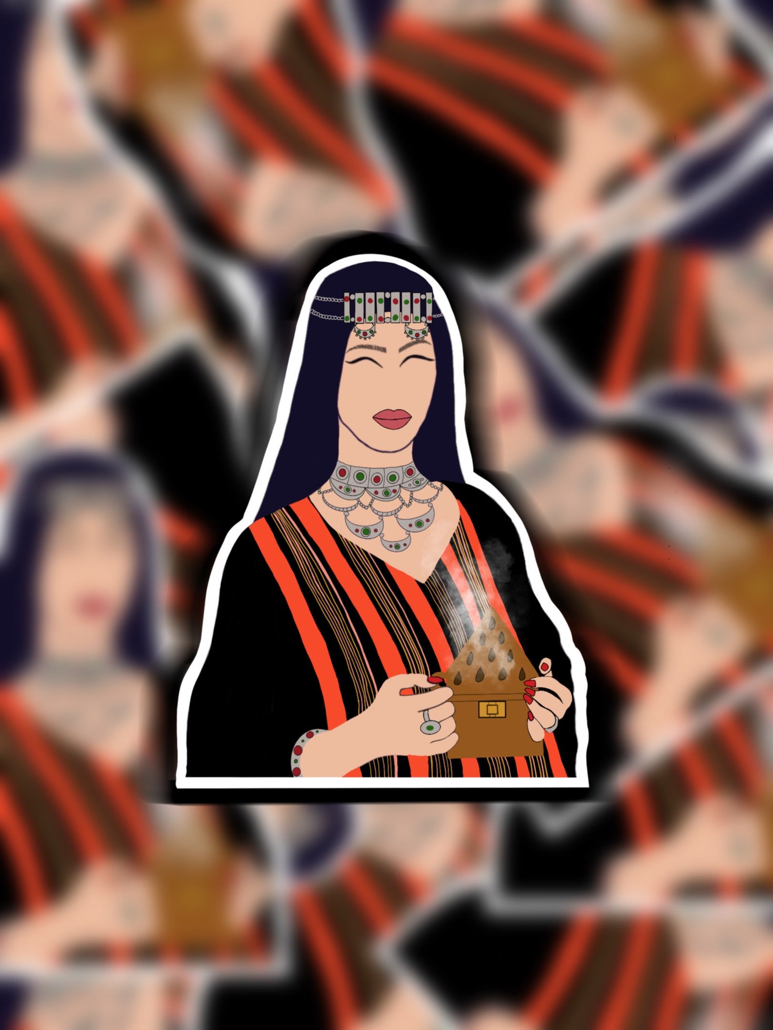 Glossy Yemen Girl Sticker | Etsy