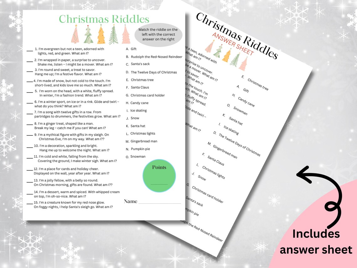 Christmas Riddles Game Printable, Christmas Party Game Kids, Christmas ...