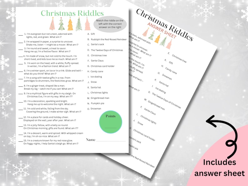 Christmas Riddles Game Printable, Christmas Party Game Kids, Christmas ...