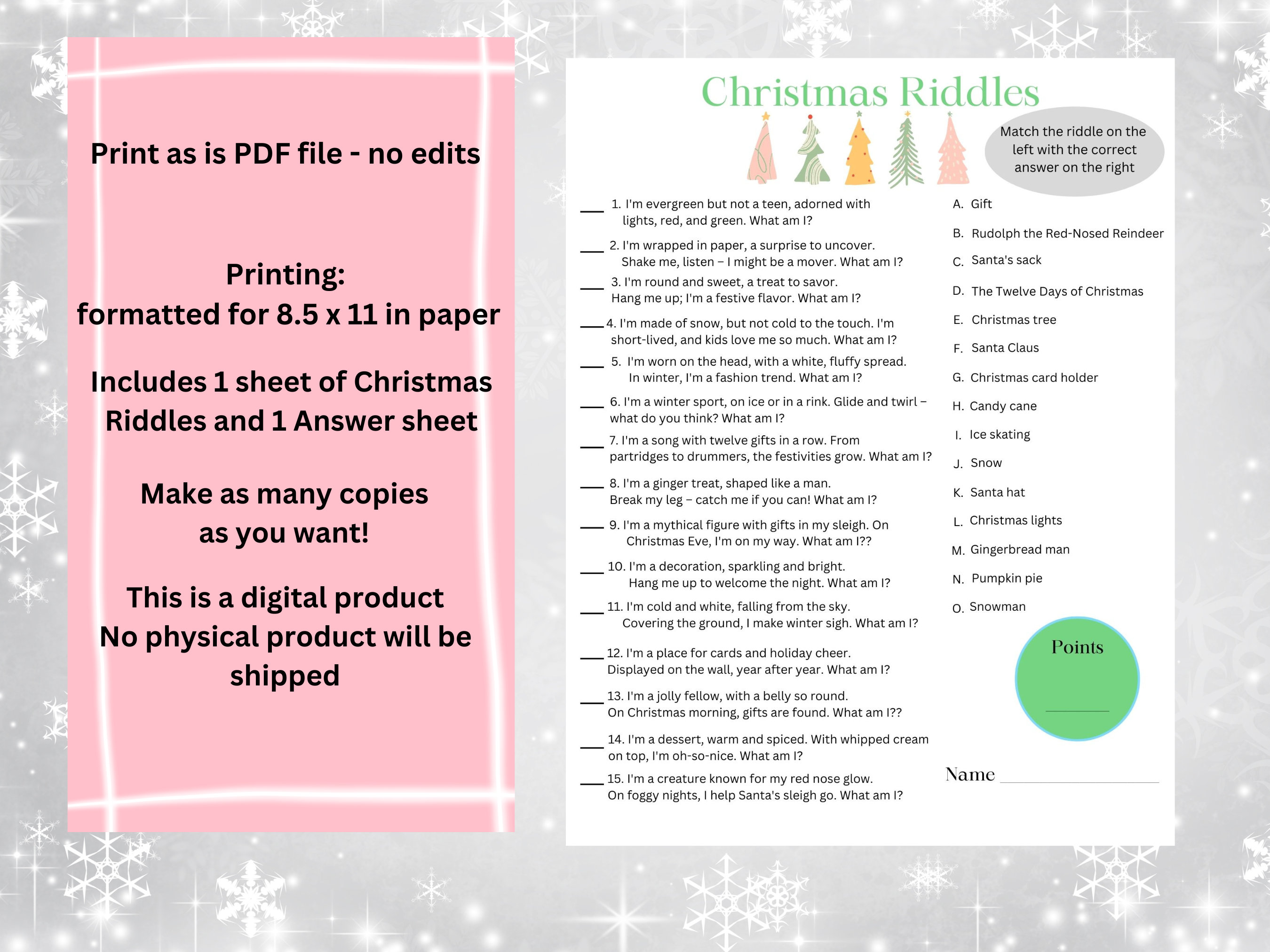 Christmas Riddles Game Printable, Christmas Party Game Kids, Christmas ...