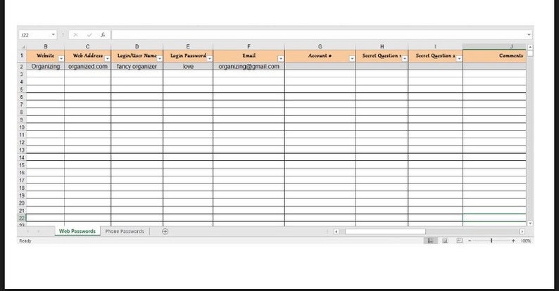 Password Tracker, Downloadable Printable, Password Log, Passwords ...