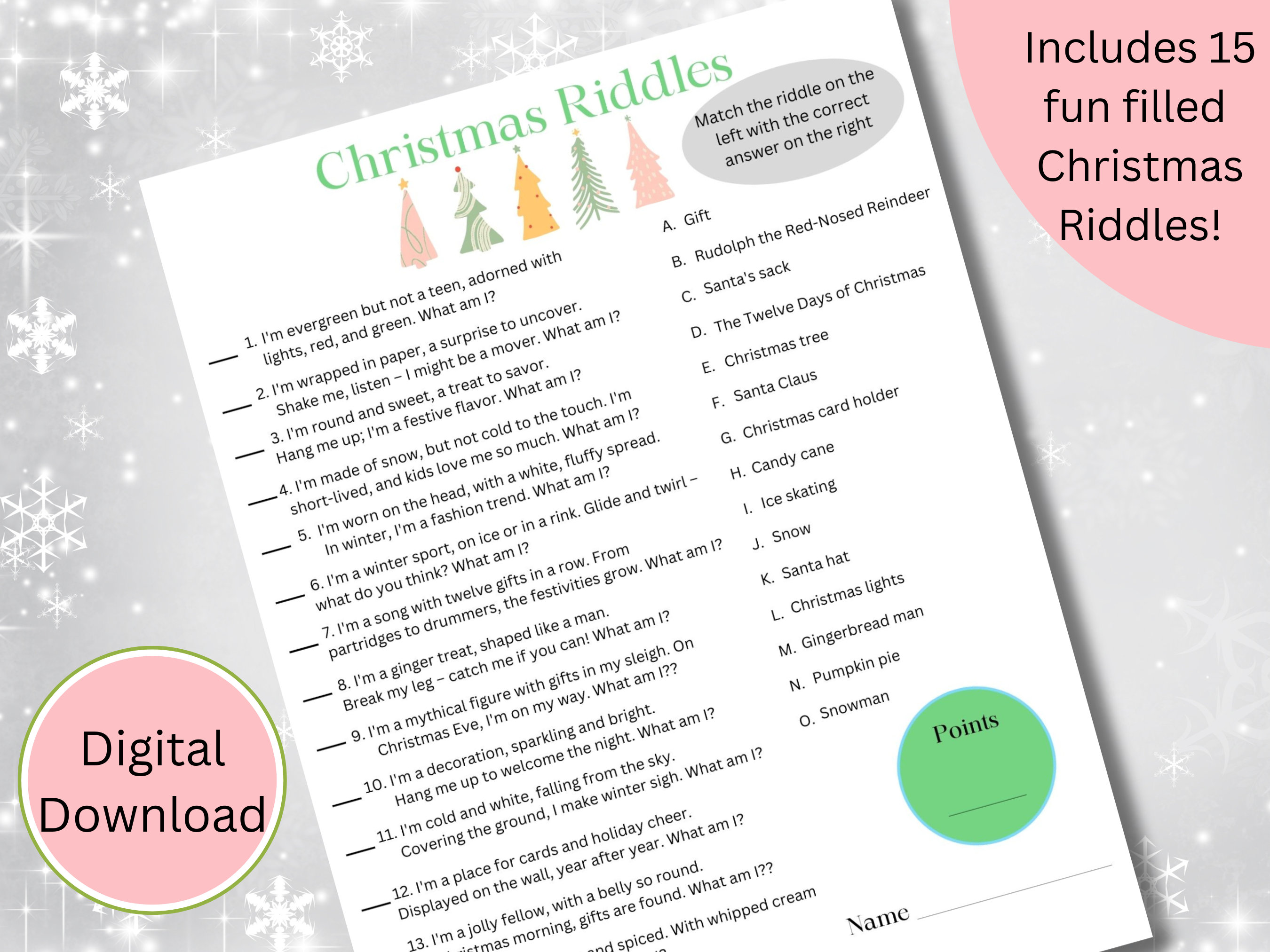 Christmas Riddles Game Printable, Christmas Party Game Kids, Christmas ...