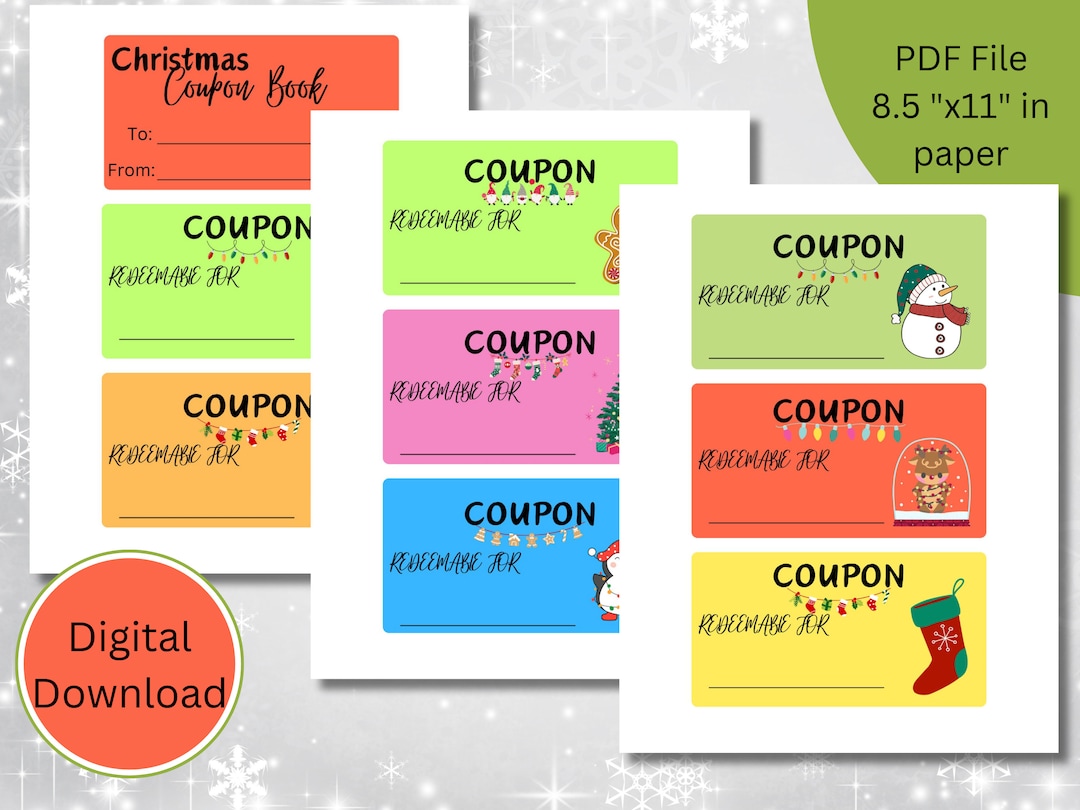 Christmas Coupons, Kids Coupon Book, Gift for Kids, Stocking Stuffers ...