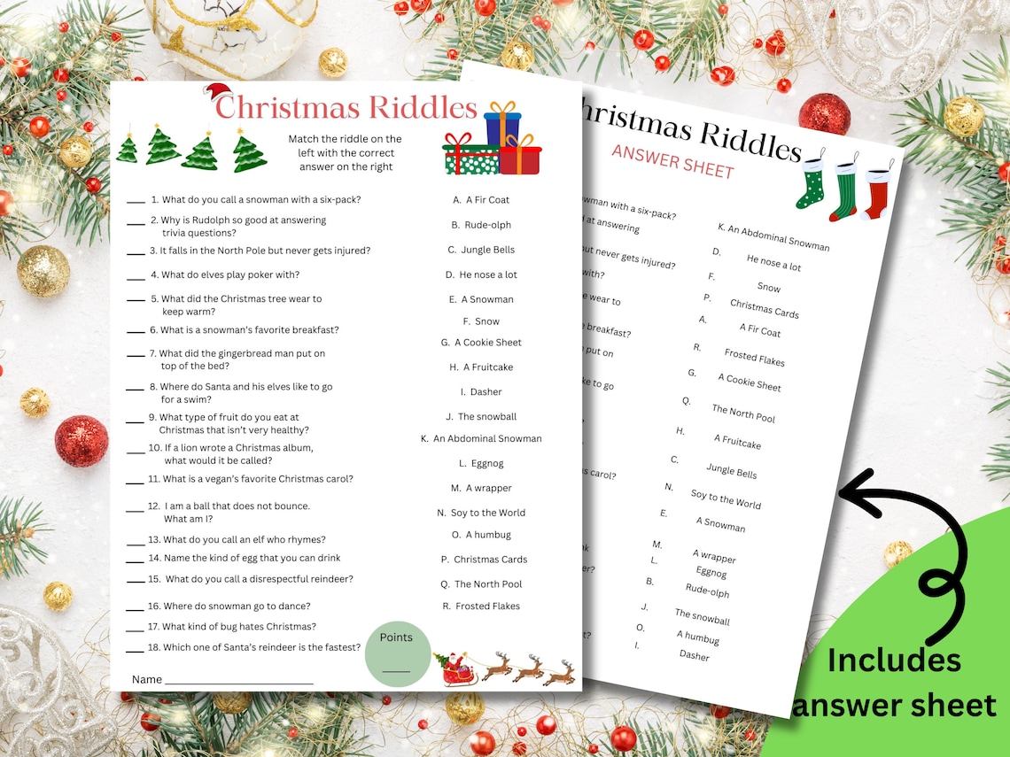 Christmas Riddles Game Printable, Christmas Party Game Kids, Christmas ...
