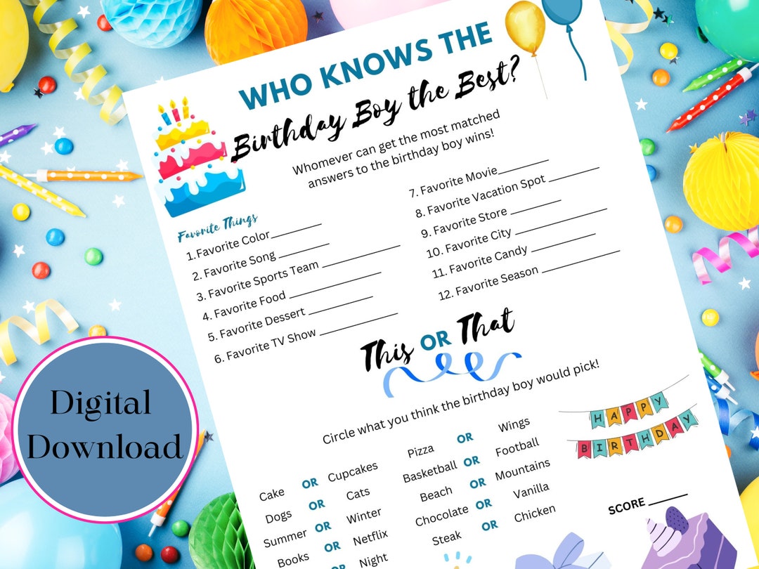 Who Knows the Birthday Boy the Best, Birthday Quiz, Birthday ...