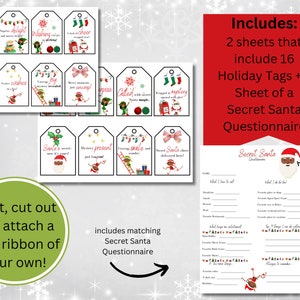 Secret Santa Gift Tags Printable, Secret Santa Questionnaire, Work ...