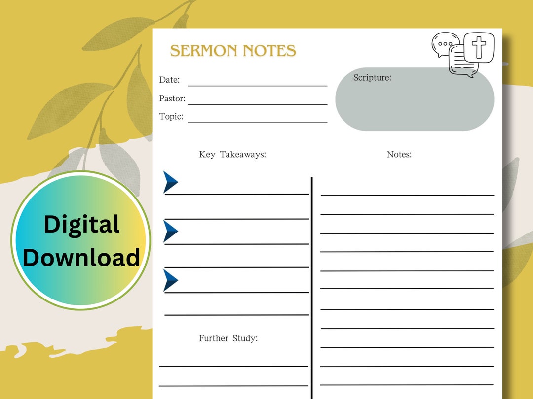 Sermon Notes, Sermon Notes Printable, Printable Sermon Notes, Sermon ...