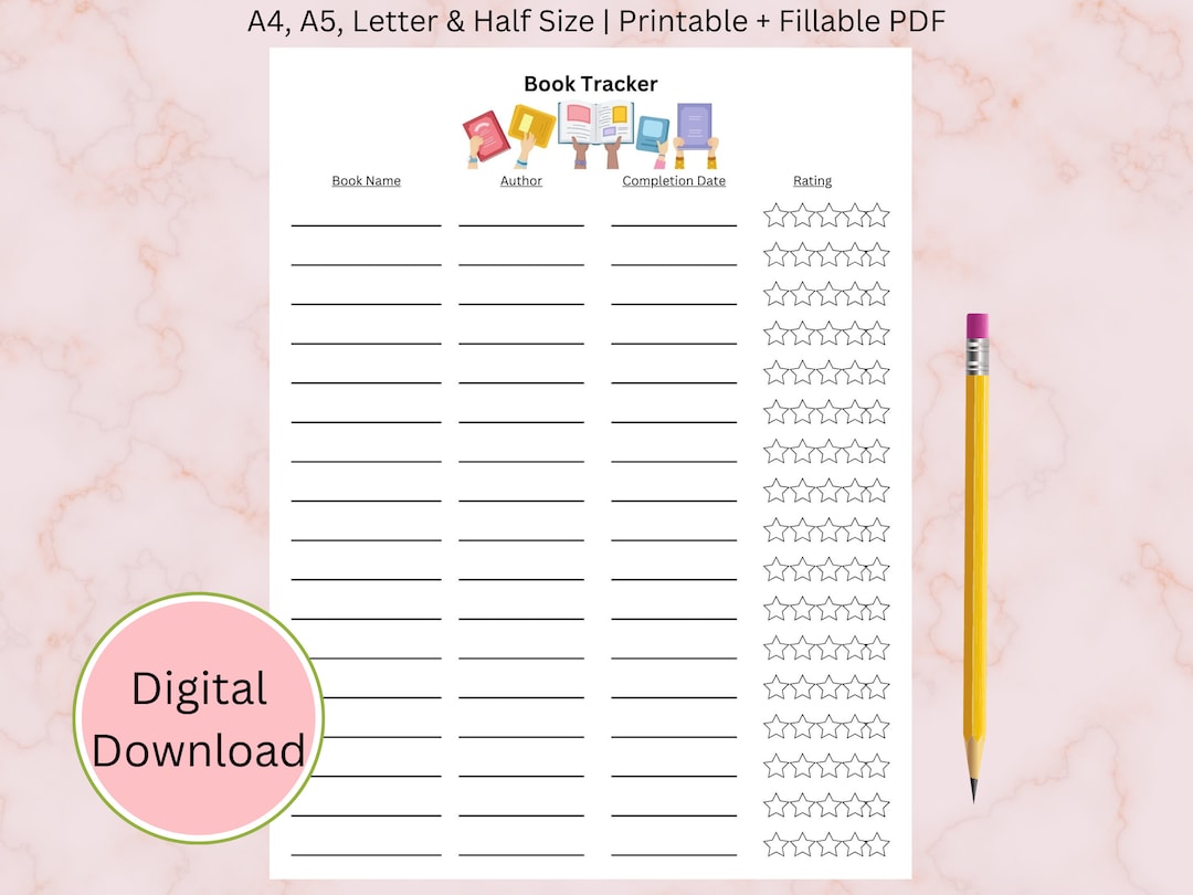 Reading Tracker Printable, Bookshelf Reading Log A4 A5, Book Tracker ...