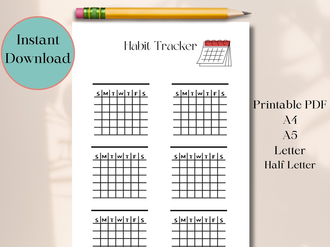 Habit Tracker, Monthly Tracker, Printable Habit Tracker, Goal Tracker ...