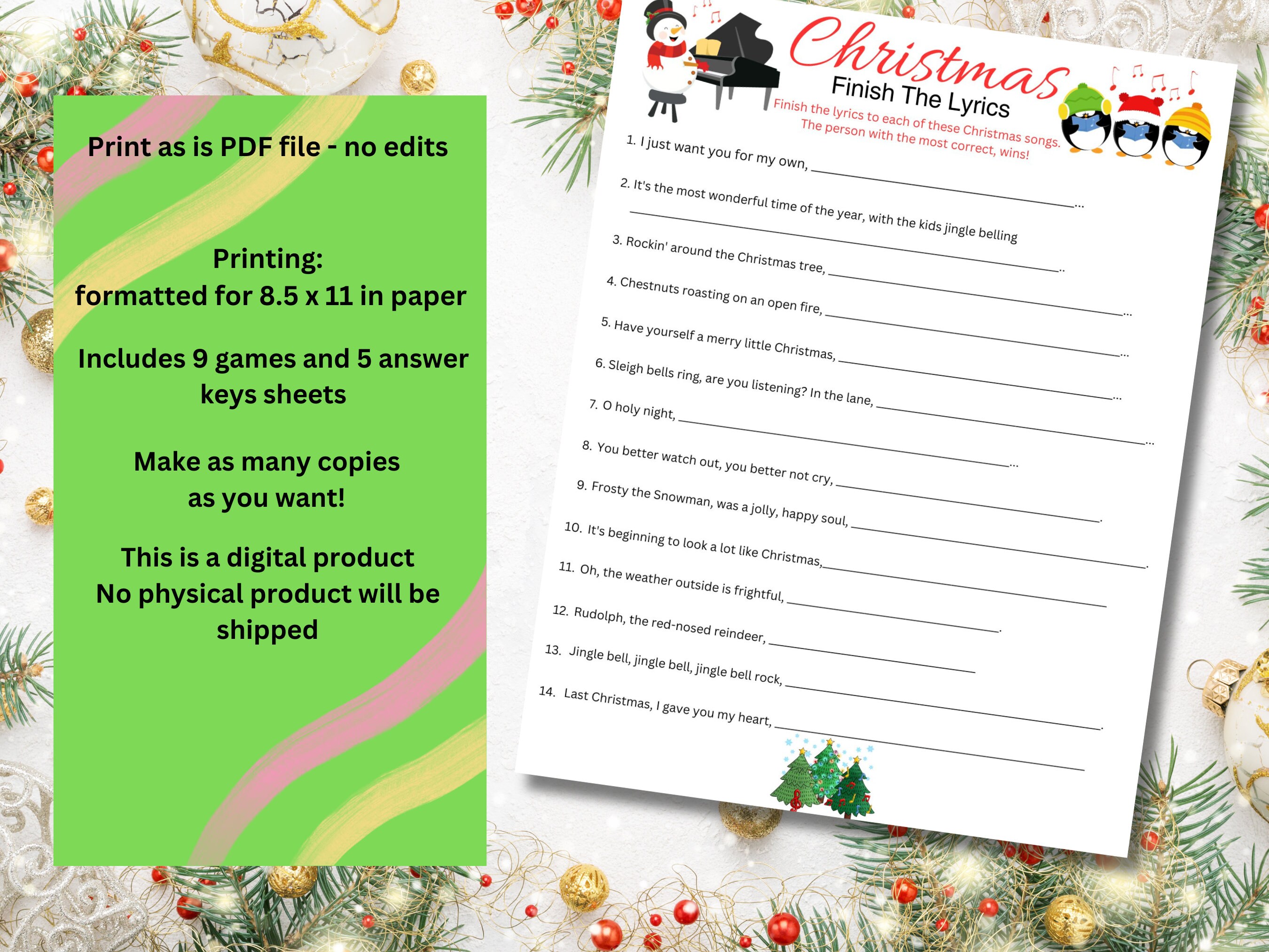 9 Christmas Games Bundle, Christmas Party Games, Christmas Trivia Games ...