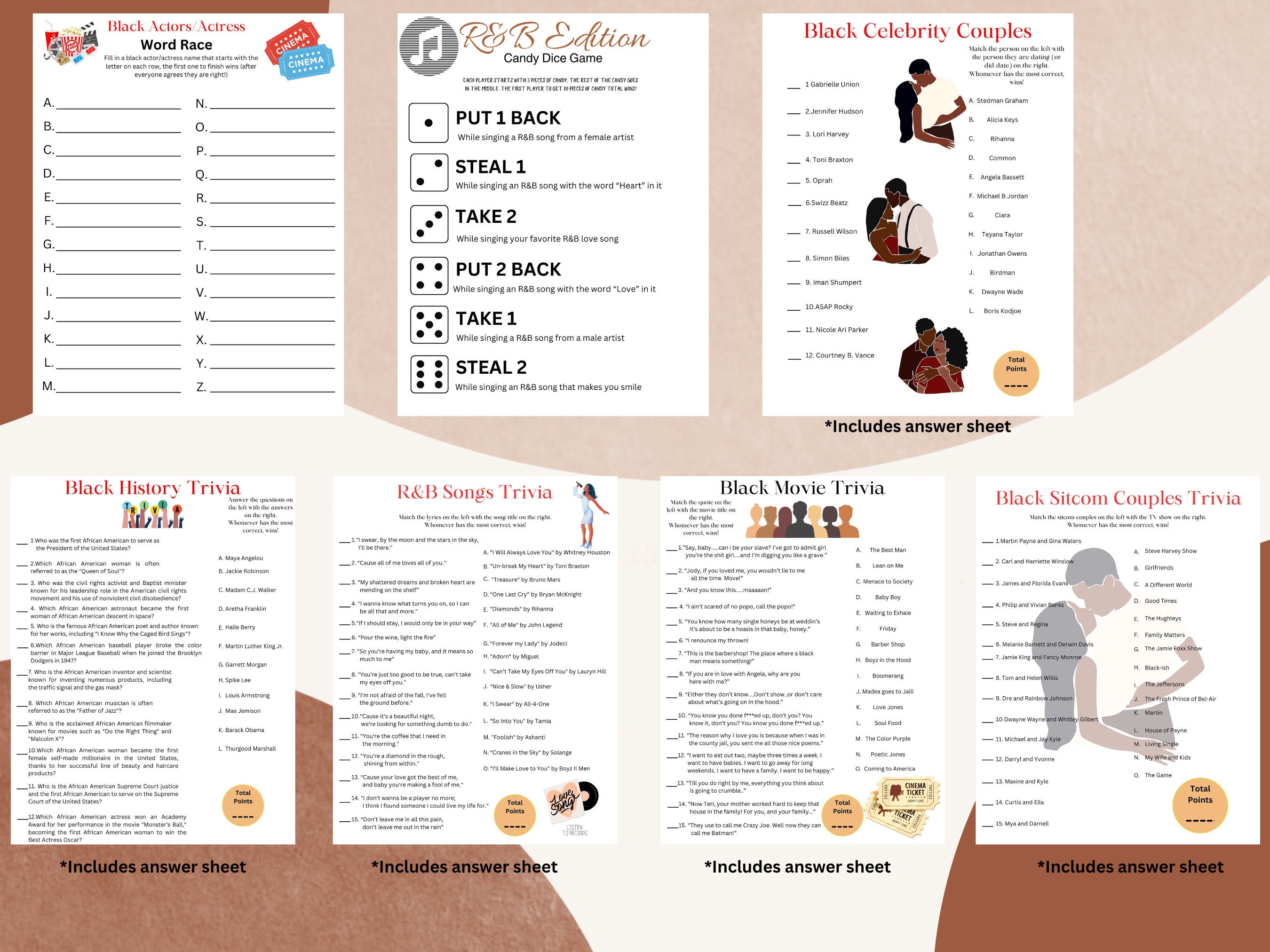 7 Trivia Bundle, Black Music Trivia, Black Trivia, Black Culture, Black ...