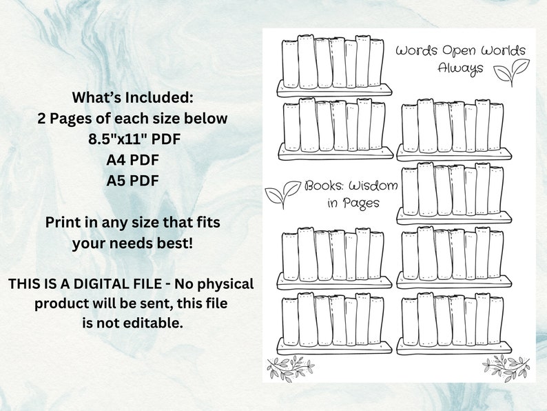 Reading Tracker Printable, Bookshelf Reading Log A4 A5, Book Tracker ...
