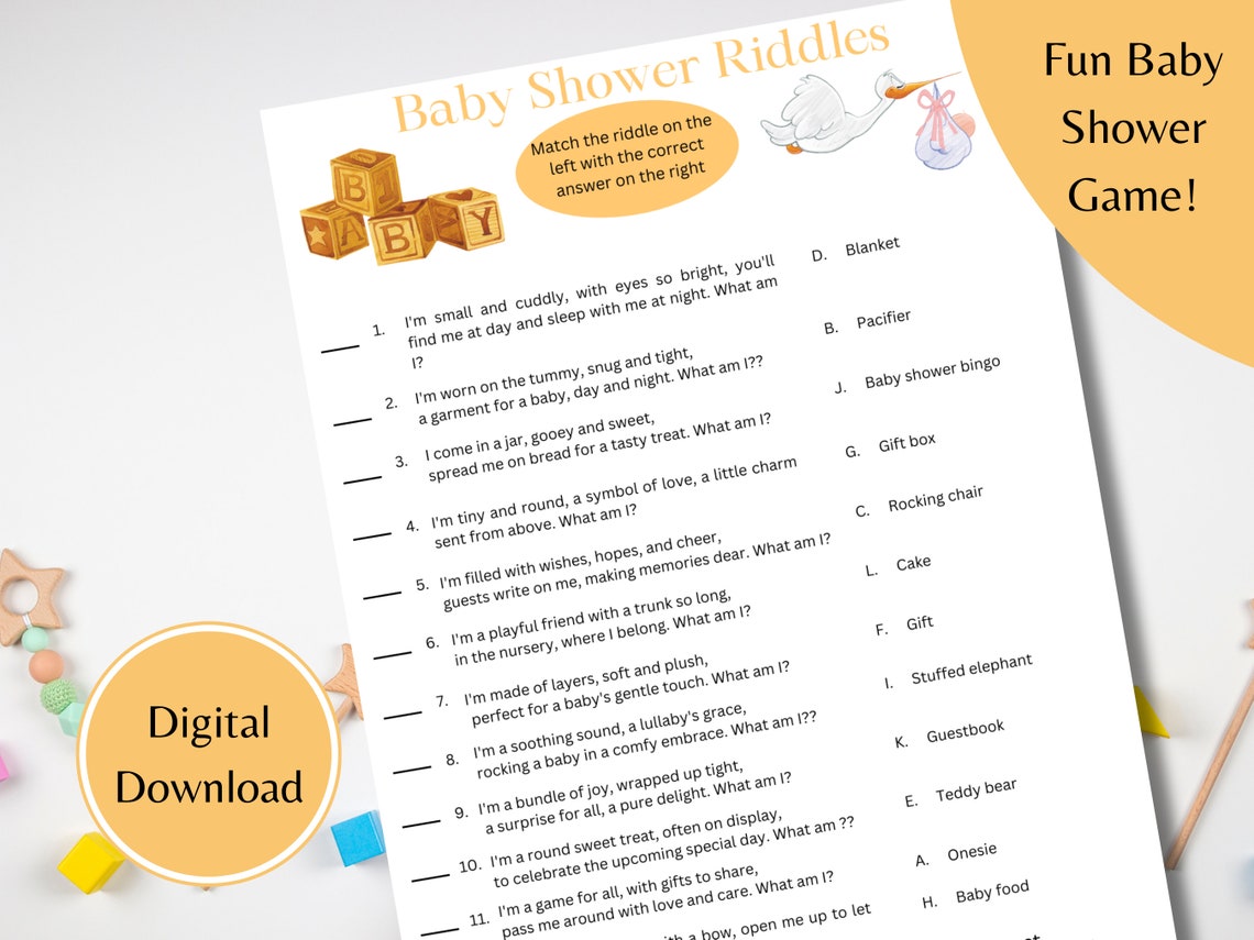 Baby Shower Games, Baby Shower Riddles, Baby Shower, Baby Shower Game ...
