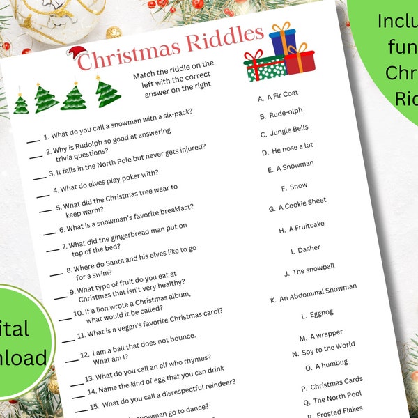 Christmas Riddles - Etsy