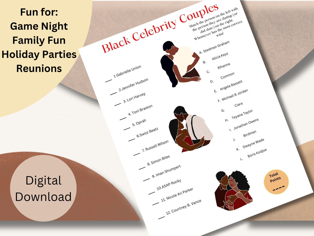 Black Celebrity Couples Trivia Game, 90's Theme (digital Download) - Etsy