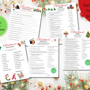 9 Christmas Games Bundle, Christmas Party Games, Christmas Trivia Games ...