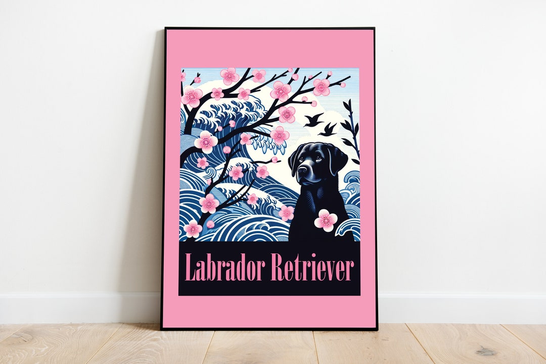 Poster Cherry Blossom Labrador Retriever Art Print - Etsy