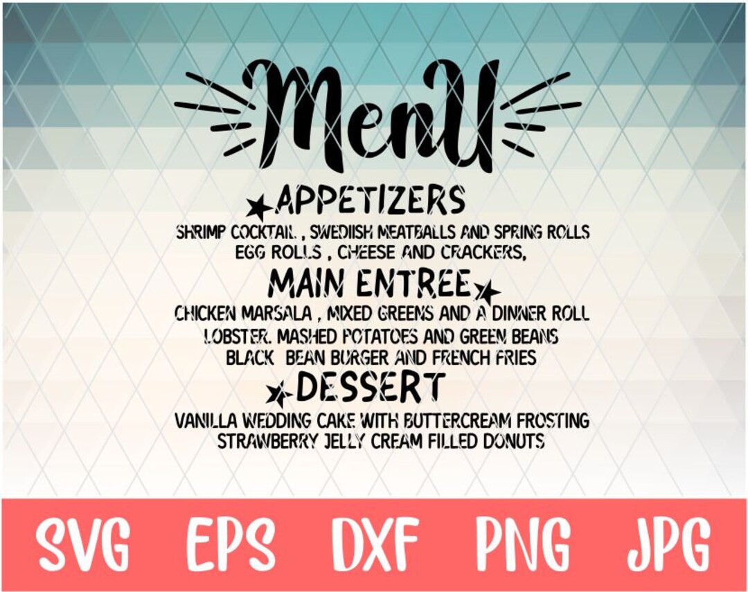 Wedding Menu Svg, Menu Svg, Wedding Svg, Wedding Menu Sign Svg, Wedding ...