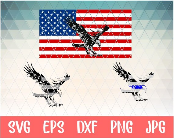 American Flag Eagle Thin Blue Line Svg Clipart Cut File - Etsy