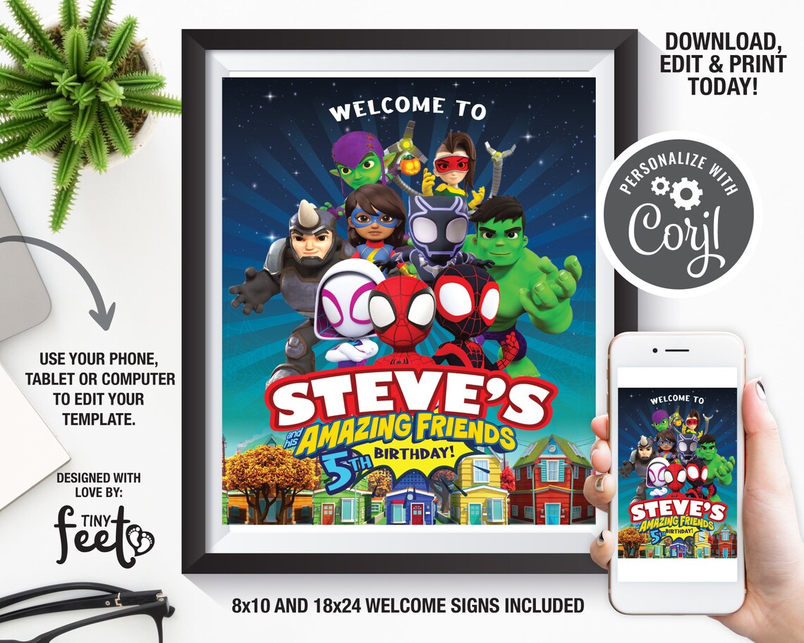 Spidey and His Amazing Friends Birthday Welcome Sign - Etsy