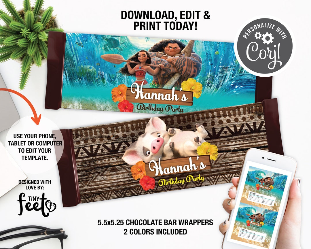 Moana Candy Bar Wrapper, Custom Candy Bar Wrapper, Chocolate Label ...