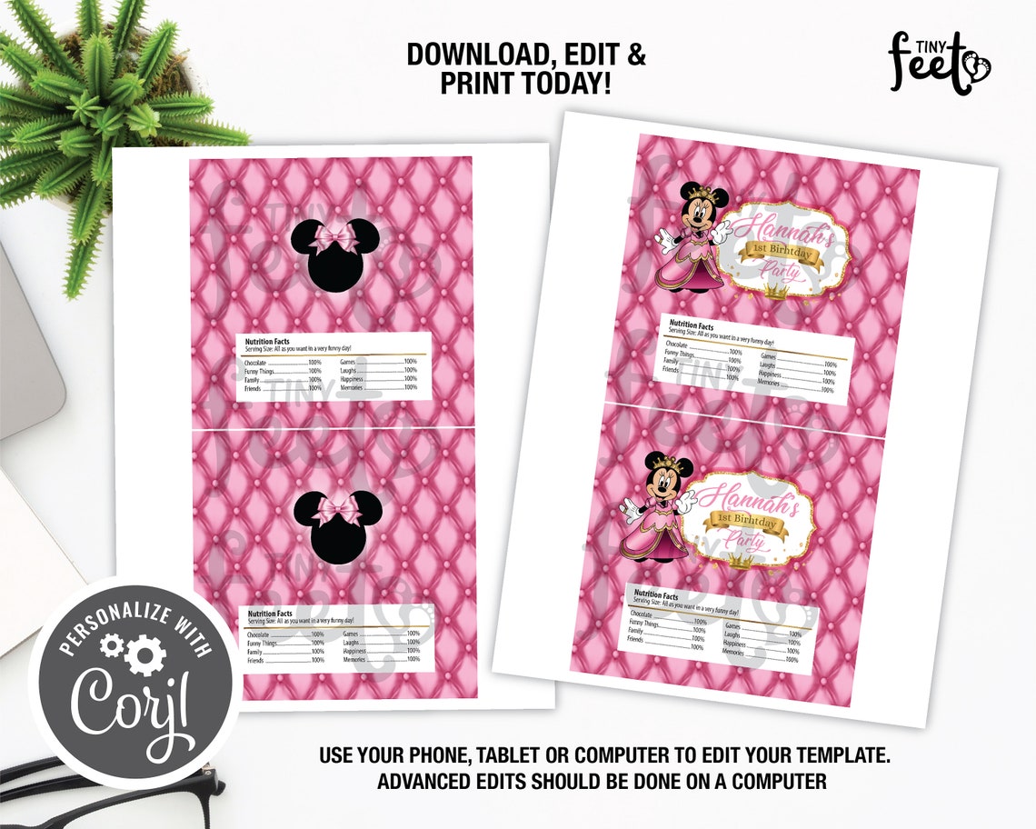 Royal Minnie Candy Bar Wrappers Princess Minnie Mouse - Etsy