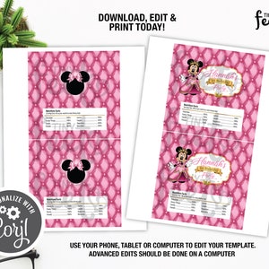Royal Minnie Candy Bar Wrappers, Princess Minnie Mouse Hershey's Bar ...