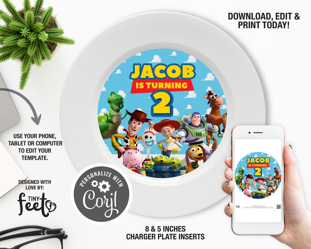 Toy Story Charger Plate Inserts, Woody and Buzz Lightyear Thank You ...