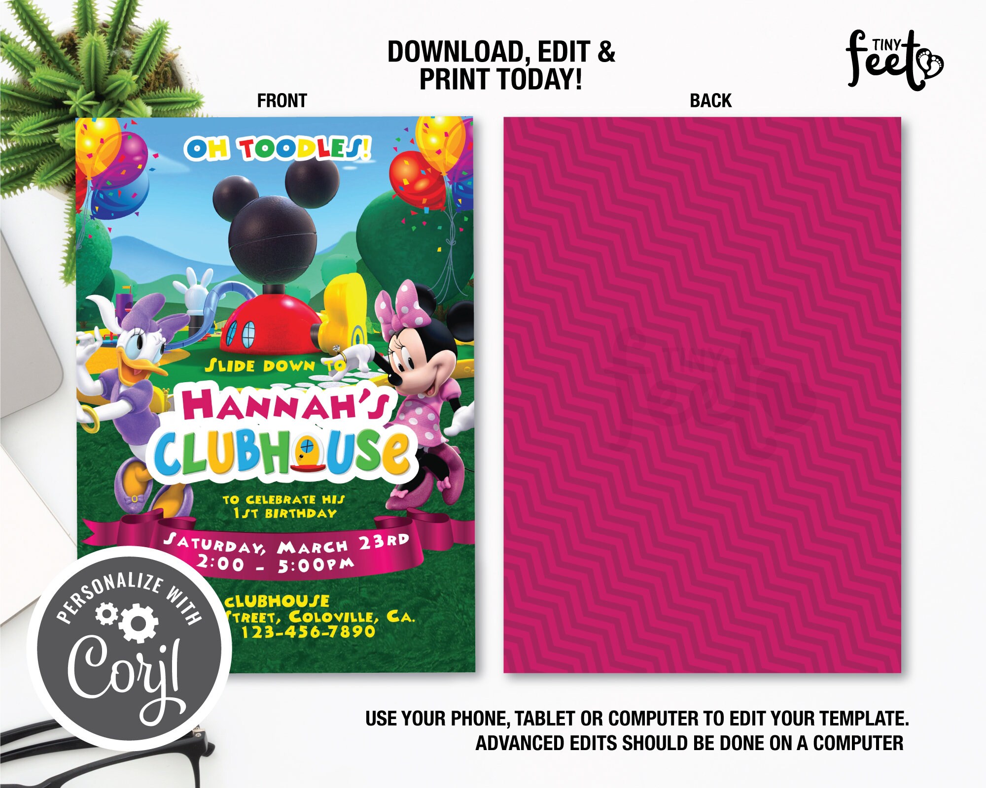 Mickey Mouse Clubhouse Birthday Invitation Minnie Mouse - Etsy