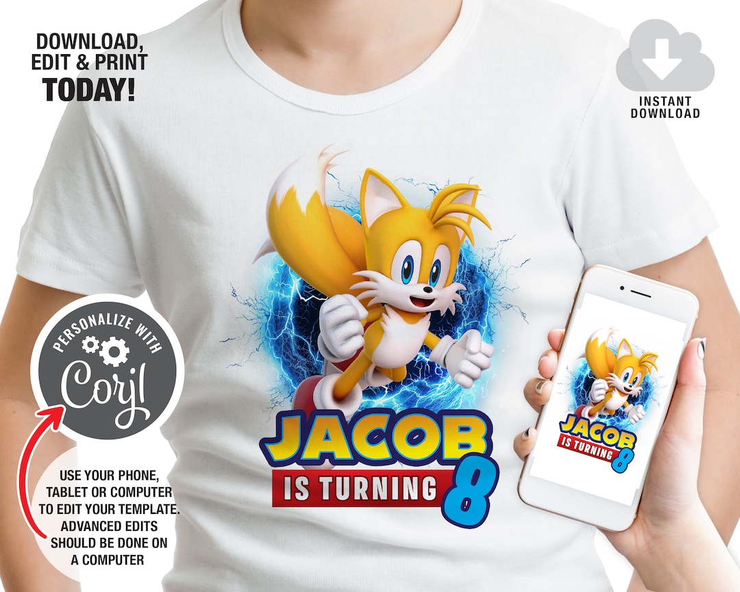 Sonic Iron on Transfer, Sonic the Hedgehog Birhtday T-shirt Design ...